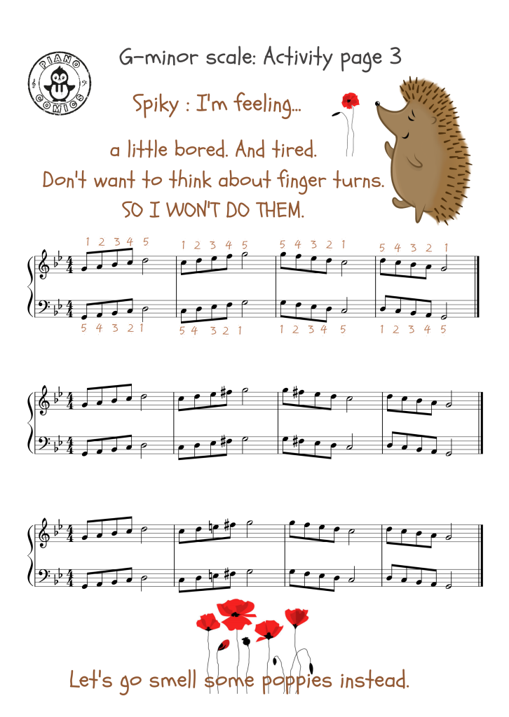 Piano Comics free Activity Pages for Minor Scales with the same ...