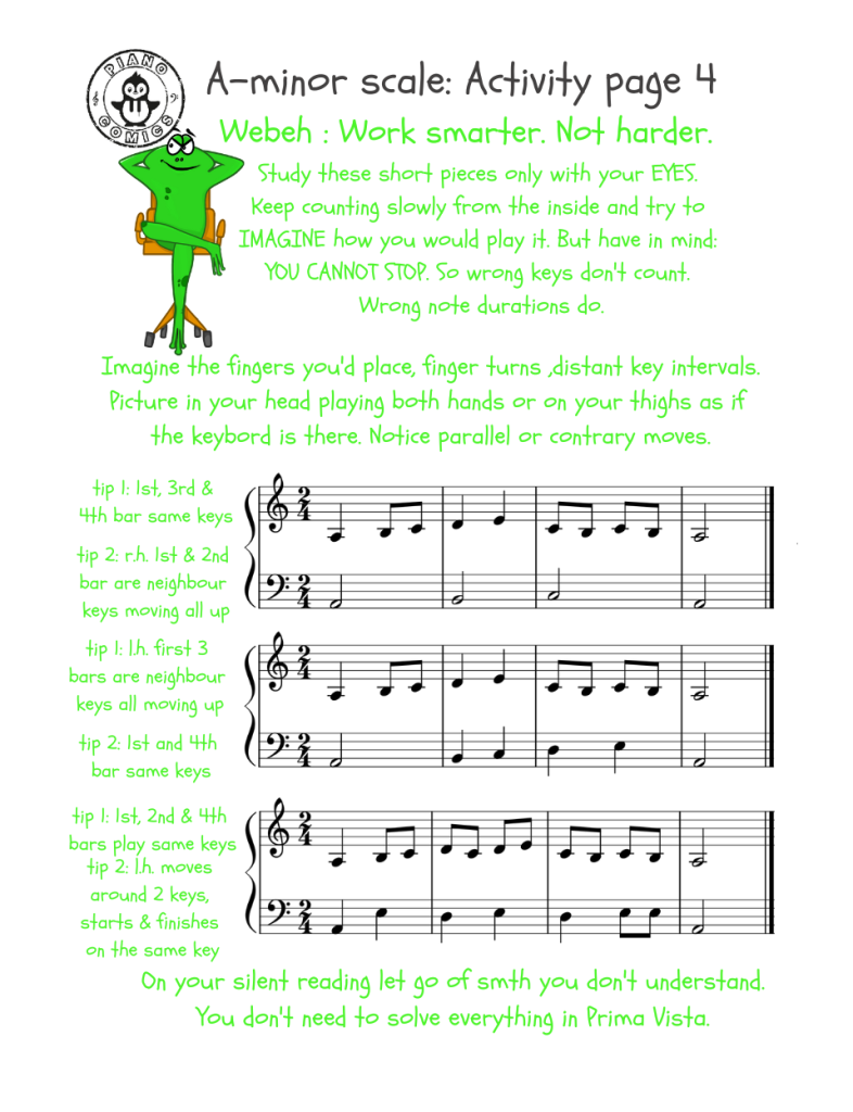Piano Comics free Activity Pages for Minor Scales with the same ...