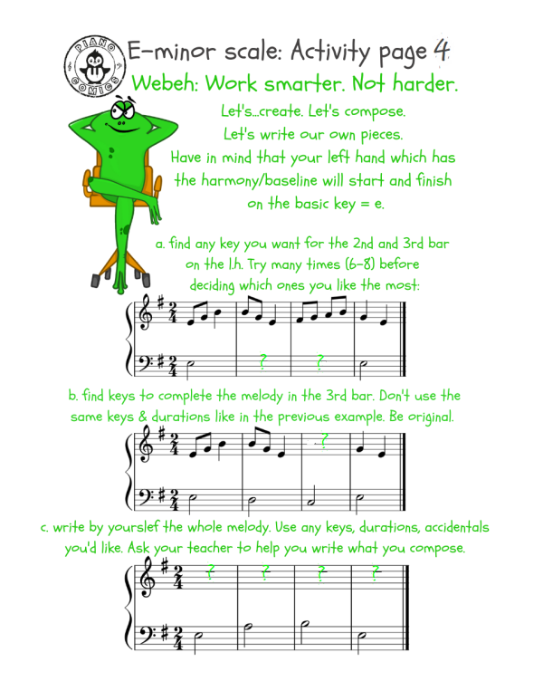 Piano Comics free Activity Pages for Minor Scales with the same ...
