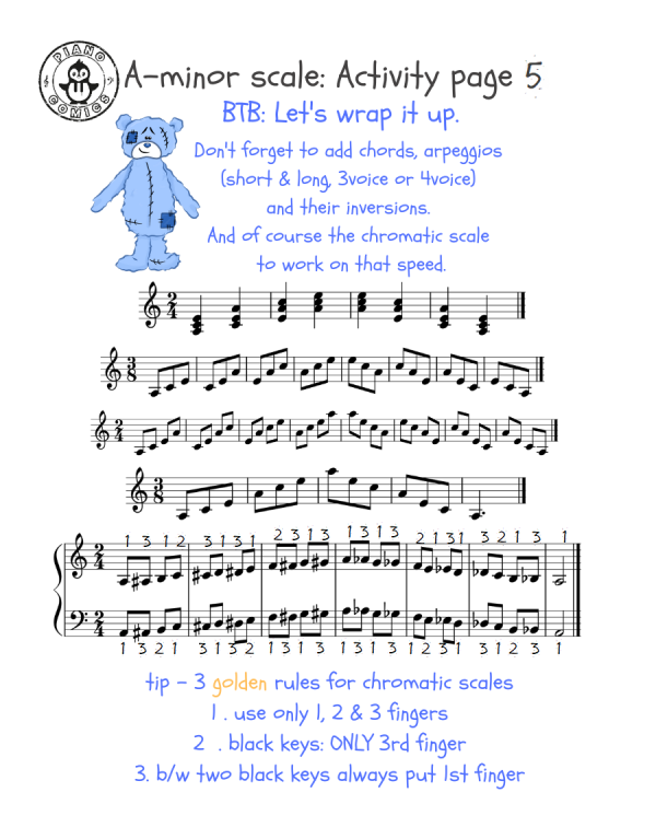 Piano Comics free Activity Pages for Minor Scales with the same ...