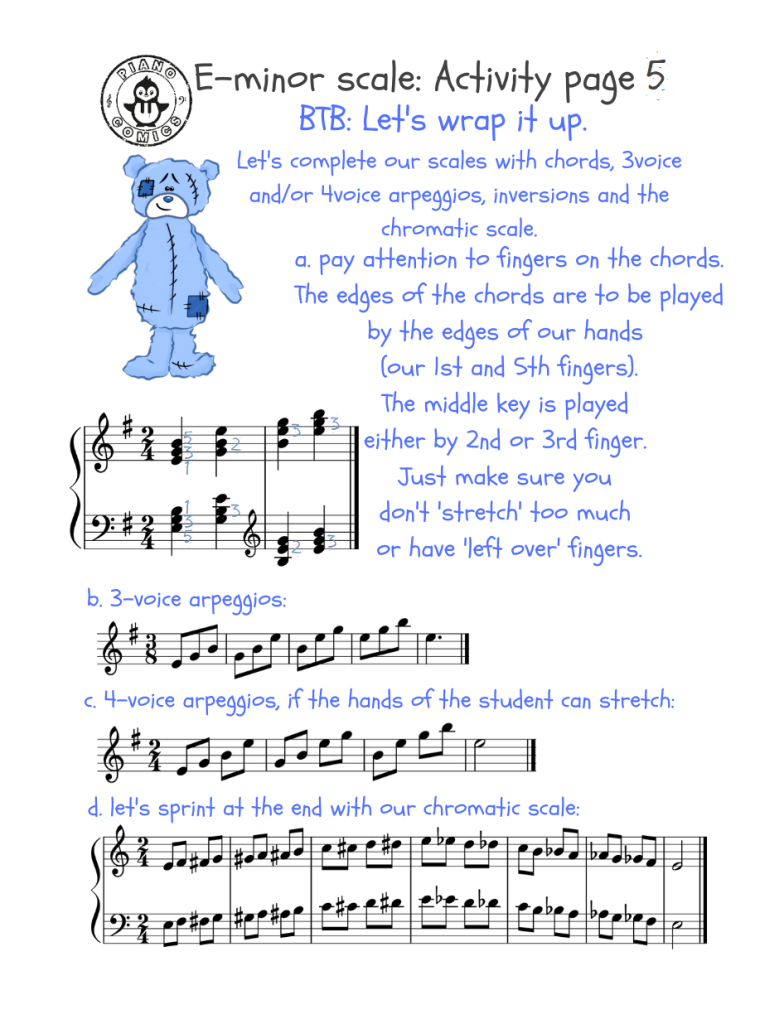 Piano Comics free Activity Pages for Minor Scales with the same ...